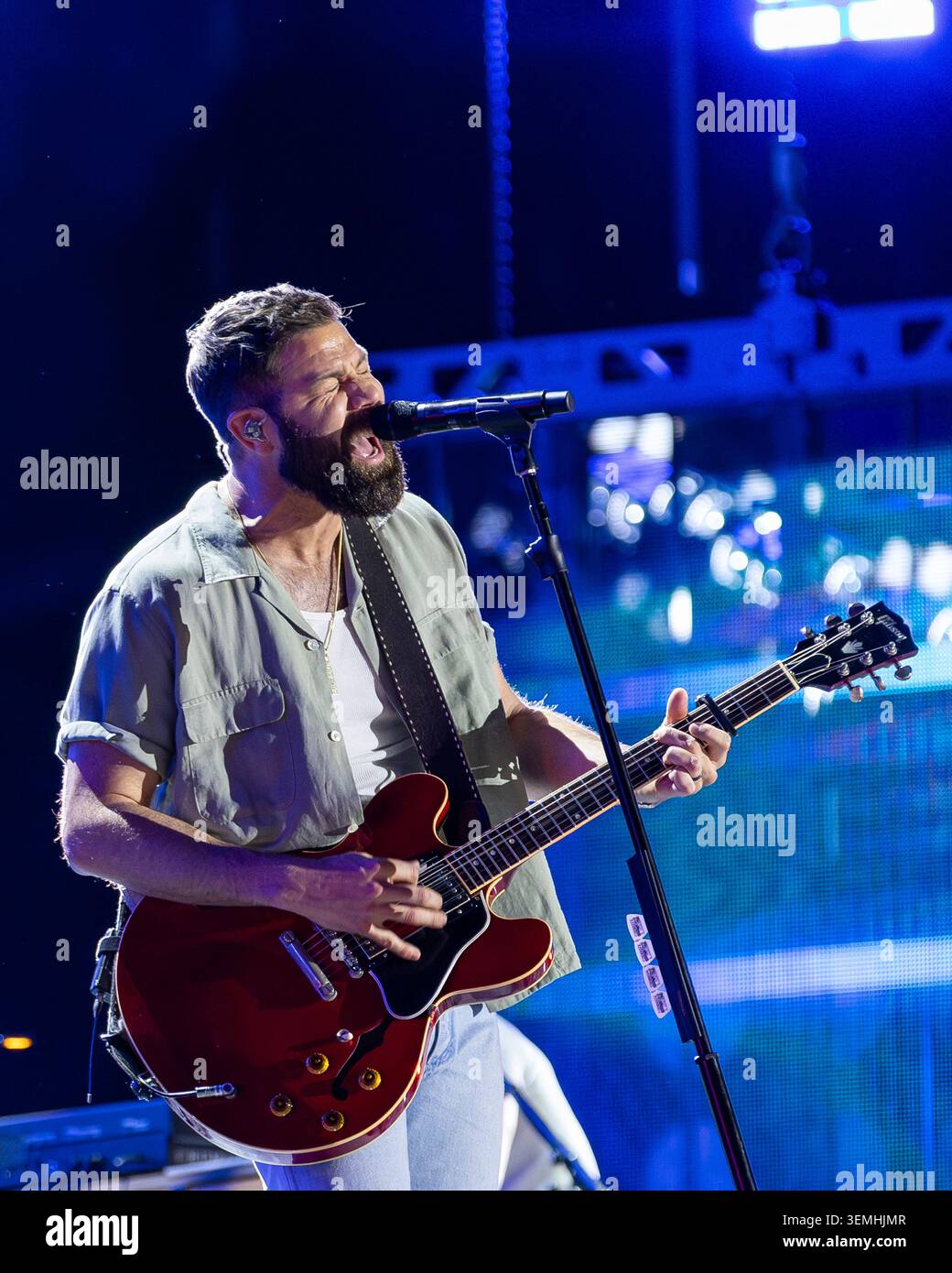 Jordan Davis performs during Night 3 of CMA Fest at Nissan Stadium in ...