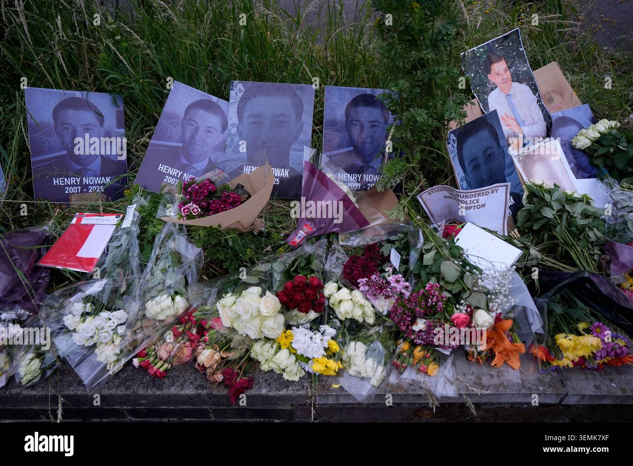 Tributes to murdered student Henry Nowak during a protest outside ...