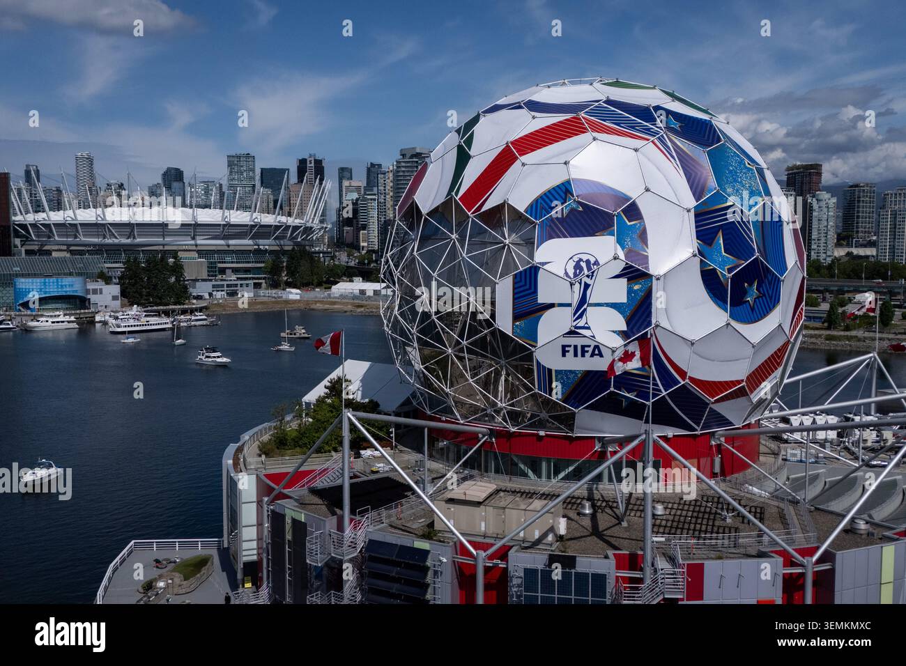 Science World is pictured wrapped as a soccer ball for the FIFA World ...