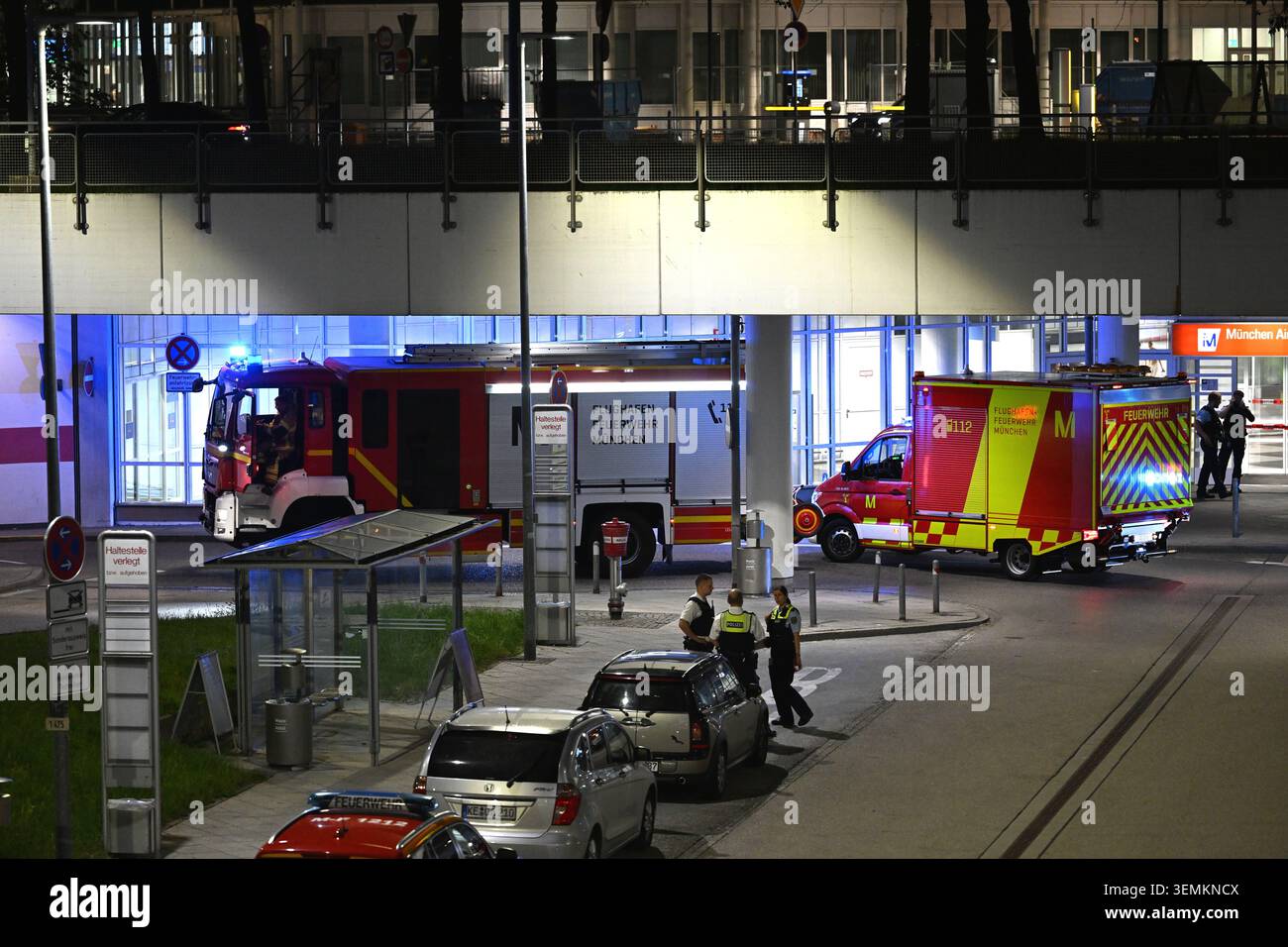 07 June 2026, Bavaria, Munich: An emergency vehicle of the fire ...