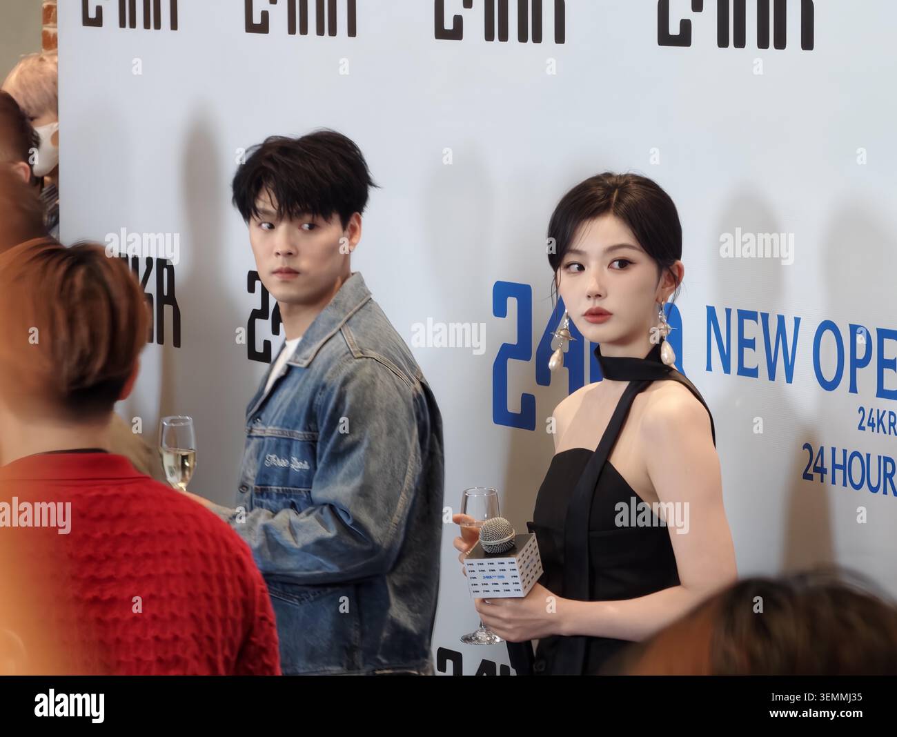 Chinese Singer Dong Youlin (left) and Kong Xueer (right) attend the ...