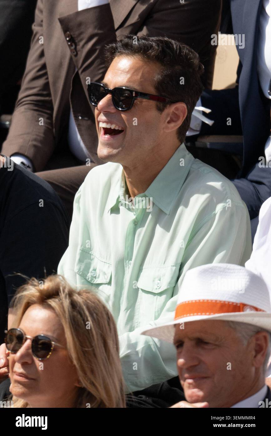 Rami Malek attends the 15rd day of the Roland-Garros 2026 at Roland ...