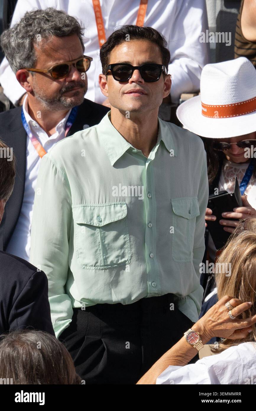 Rami Malek attends the 15rd day of the Roland-Garros 2026 at Roland ...