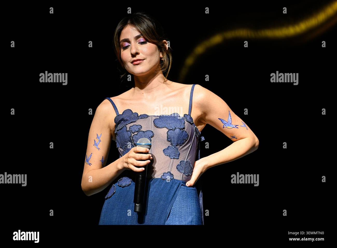 Lebanese singer Marilyne Naaman performs during her concert on June 5 ...