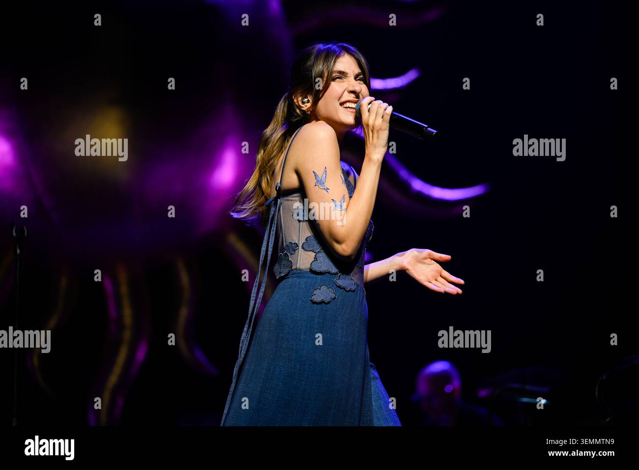Lebanese singer Marilyne Naaman performs during her concert on June 5 ...