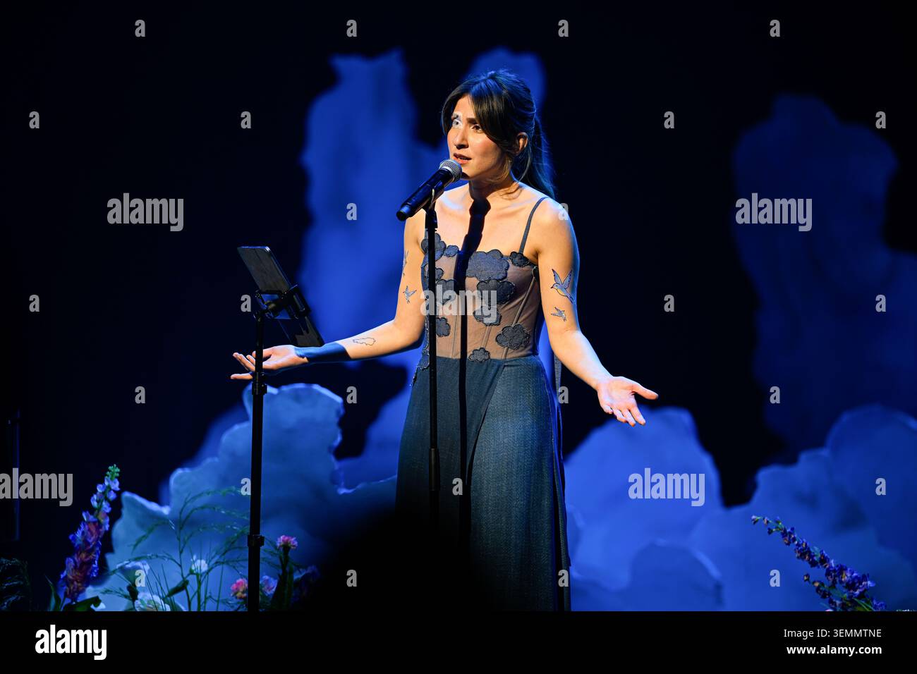Lebanese singer Marilyne Naaman performs during her concert on June 5 ...