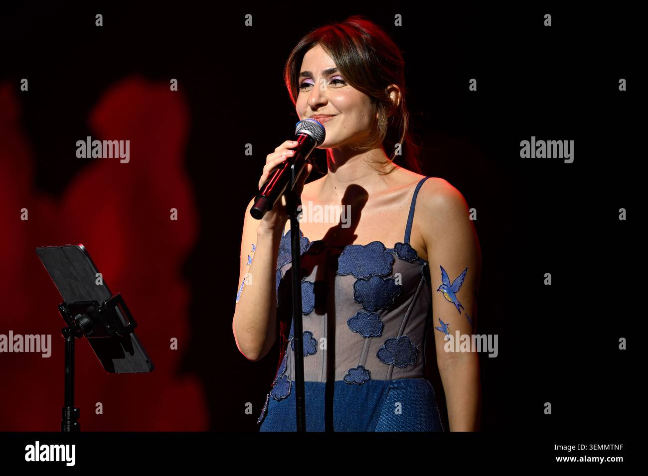 Lebanese singer Marilyne Naaman performs during her concert on June 5 ...
