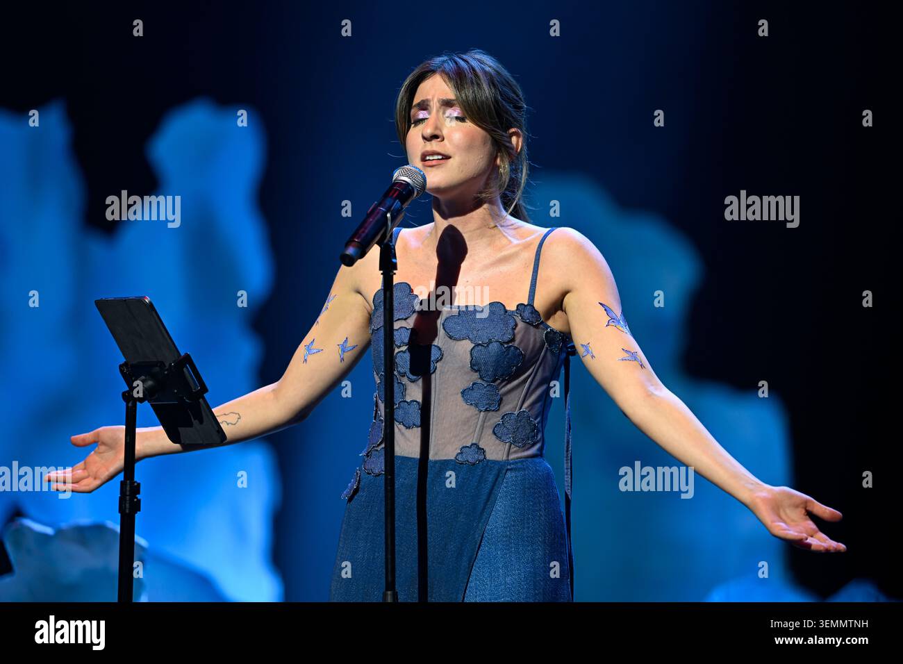 Lebanese singer Marilyne Naaman performs during her concert on June 5 ...