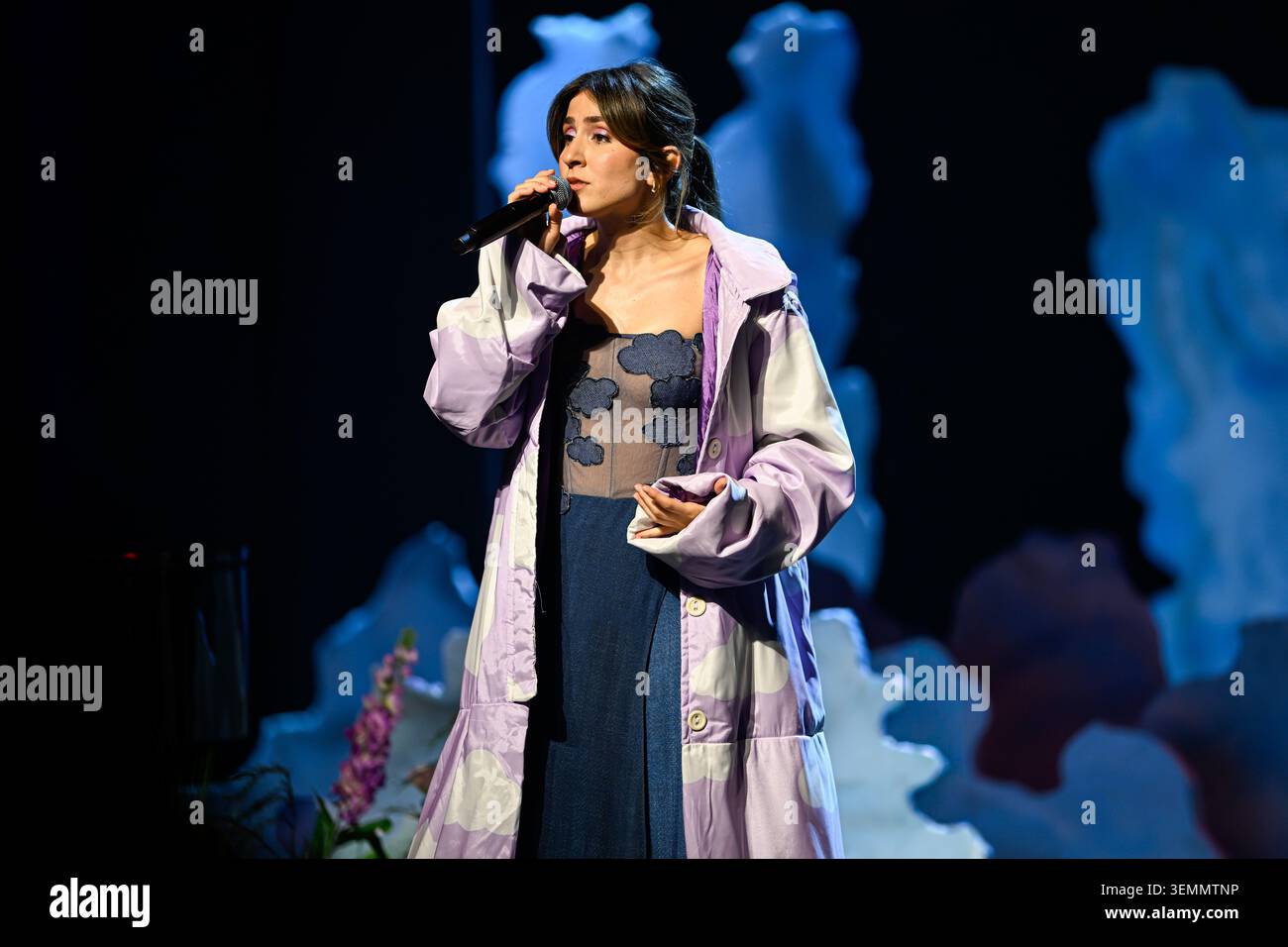 Lebanese singer Marilyne Naaman performs during her concert on June 5 ...