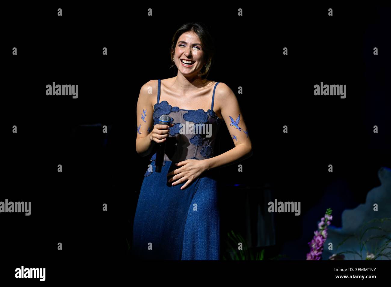 Lebanese singer Marilyne Naaman performs during her concert on June 5 ...