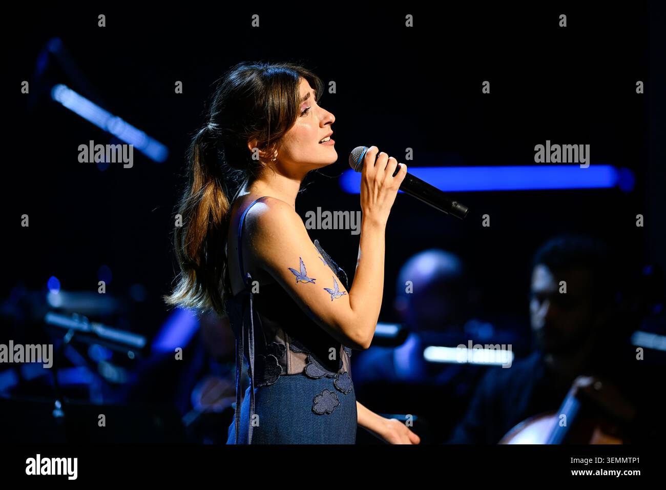 Lebanese singer Marilyne Naaman performs during her concert on June 5 ...