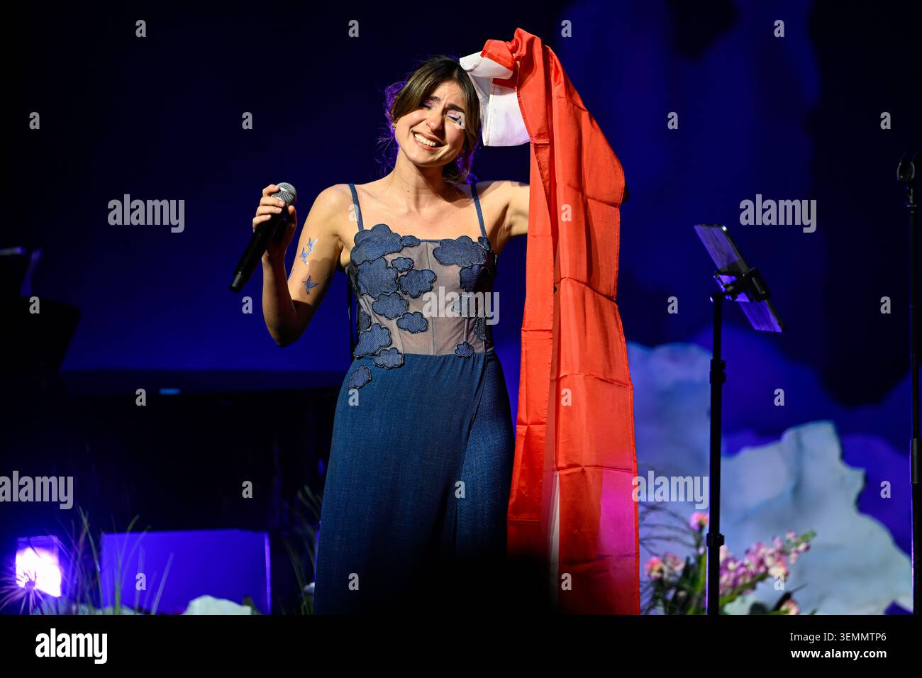 Lebanese singer Marilyne Naaman performs during her concert on June 5 ...