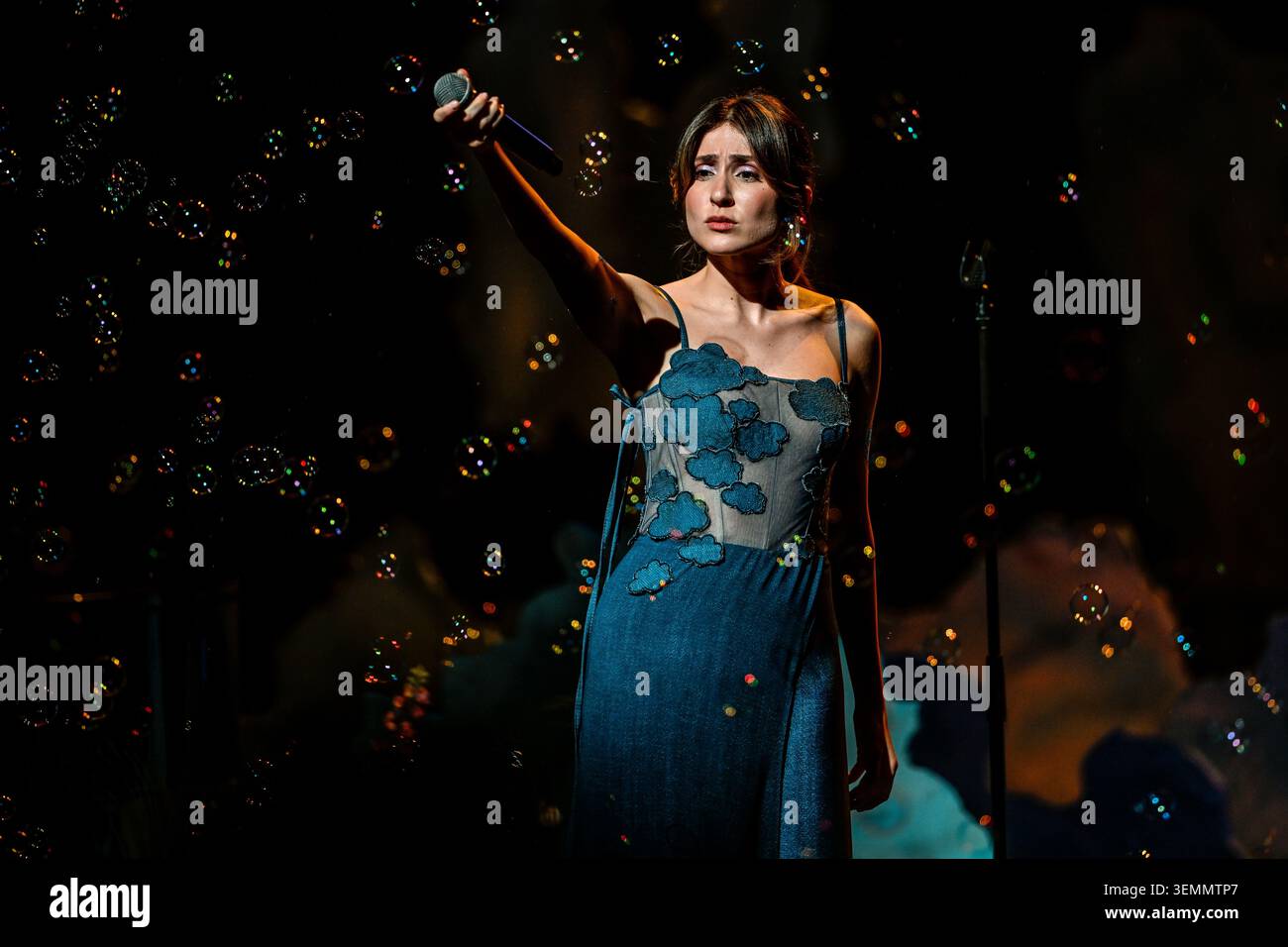 Lebanese singer Marilyne Naaman performs during her concert on June 5 ...