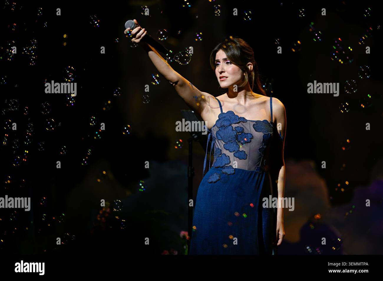 Lebanese singer Marilyne Naaman performs during her concert on June 5 ...
