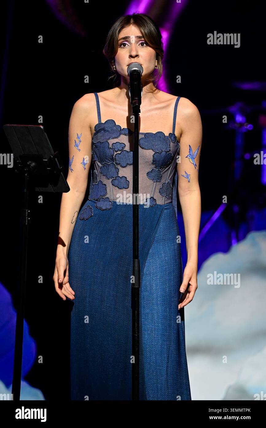 Lebanese singer Marilyne Naaman performs during her concert on June 5 ...