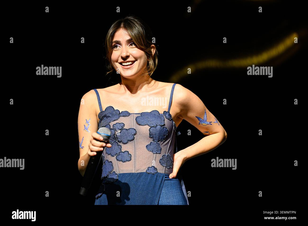 Lebanese singer Marilyne Naaman performs during her concert on June 5 ...