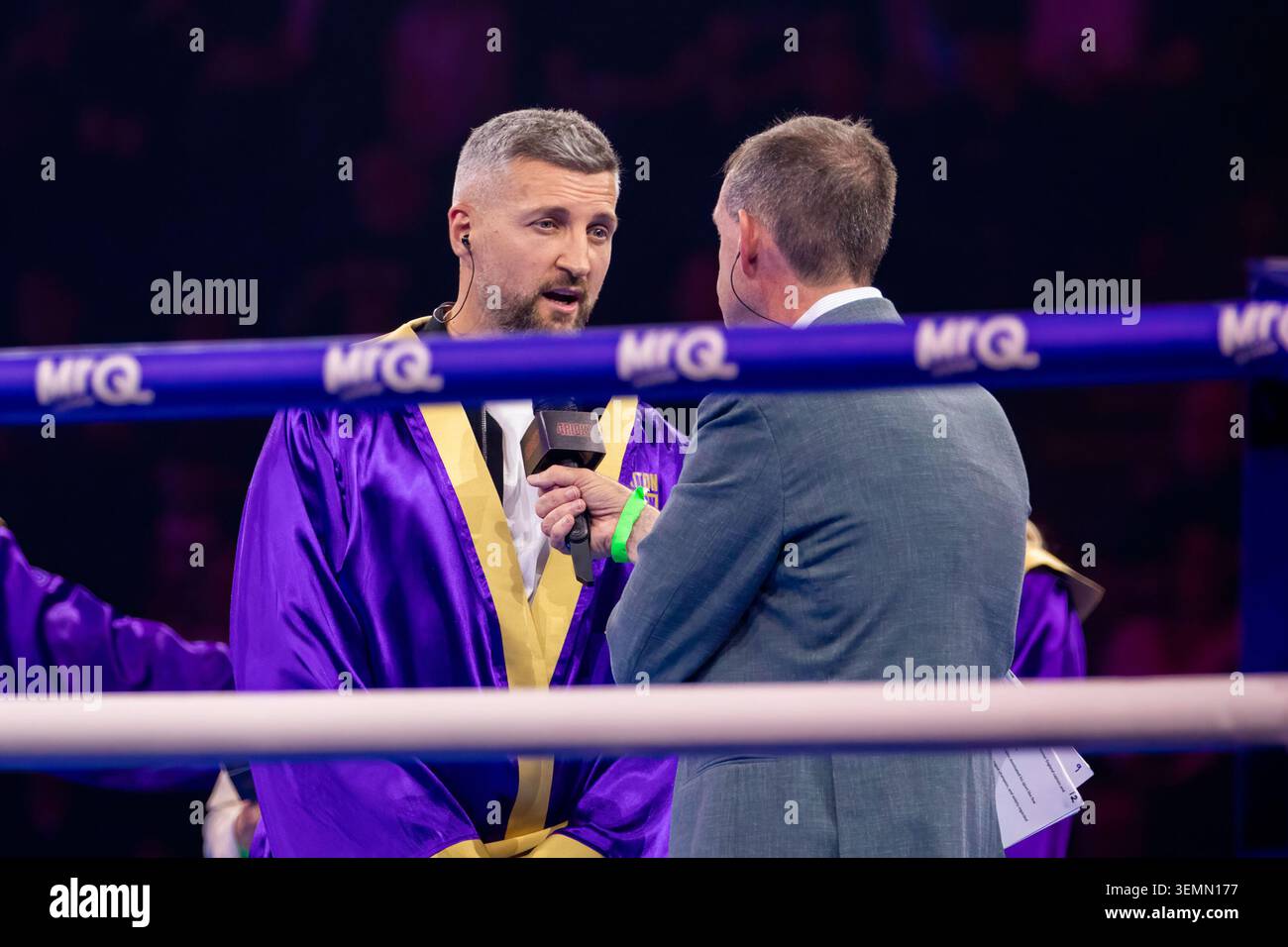Manchester, England, 7th June, 2026. Adam Smith interviewing Carl Froch ...