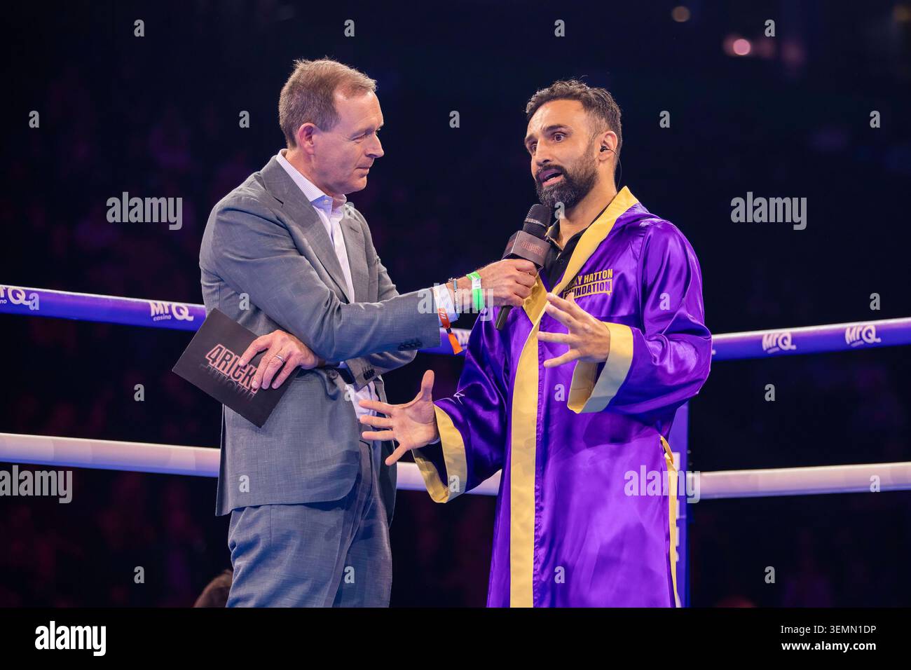 Manchester, England, 7th June, 2026. Adam Smith interviewing Paulie ...