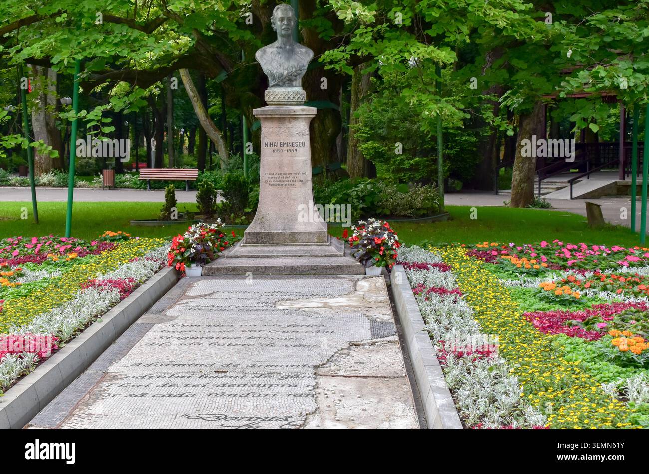 Behind the bust, a significant linden tree can be seen, alluding to ...