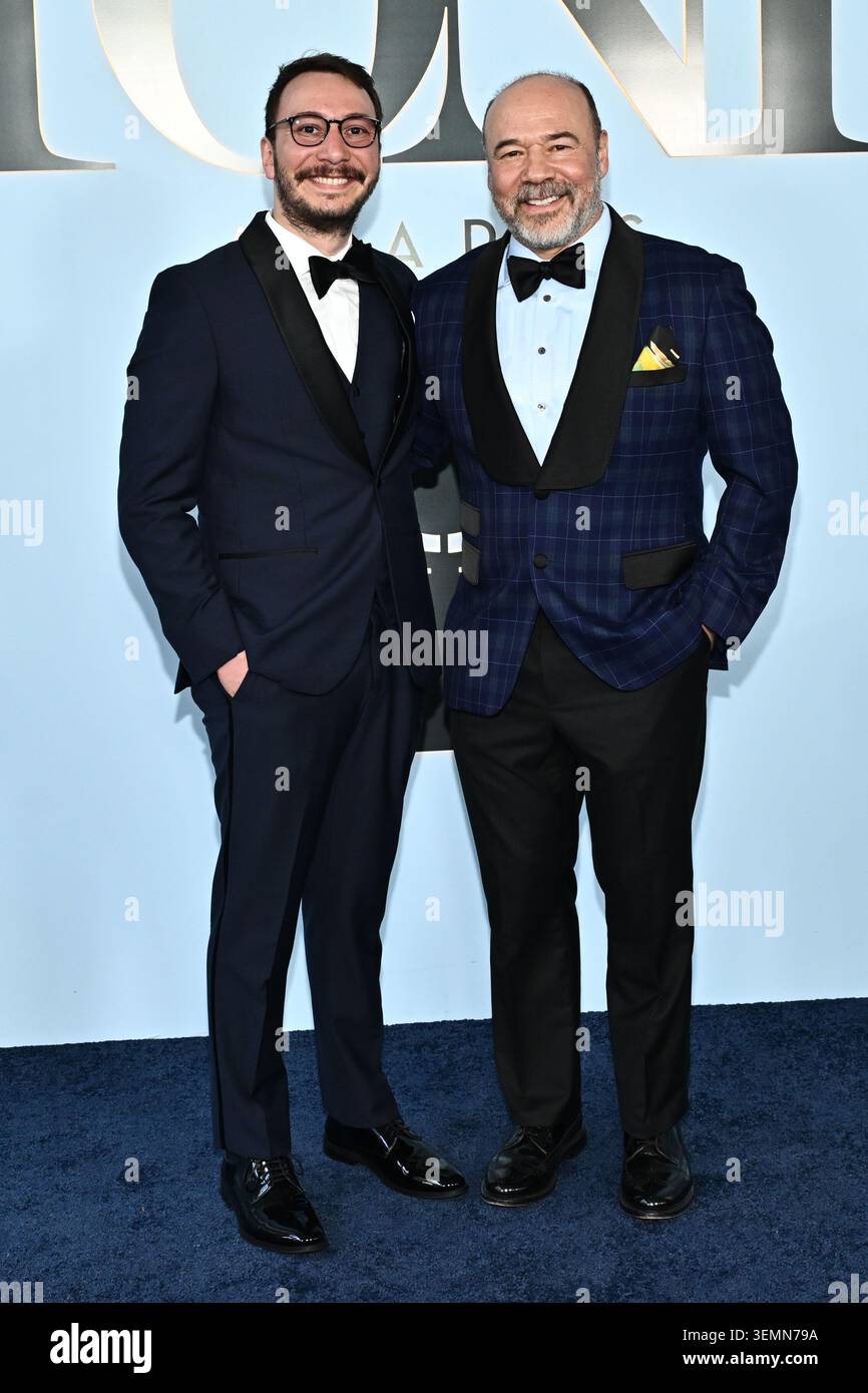 Zachary Burstein, left, and Danny Burstein arrive at the 79th Tony ...