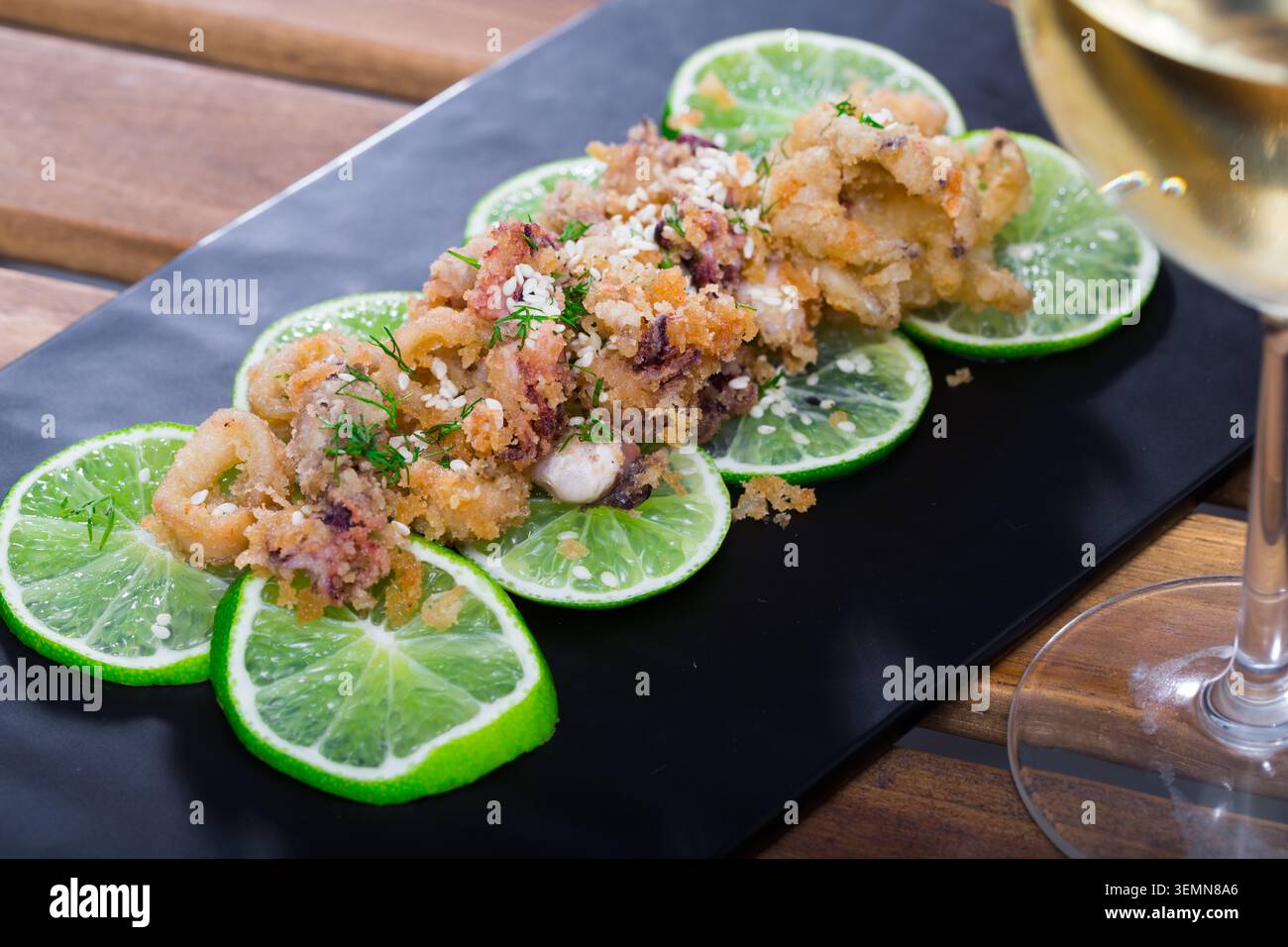 Fried calamari and sepia in a batter of tempera flour and glass of wine ...