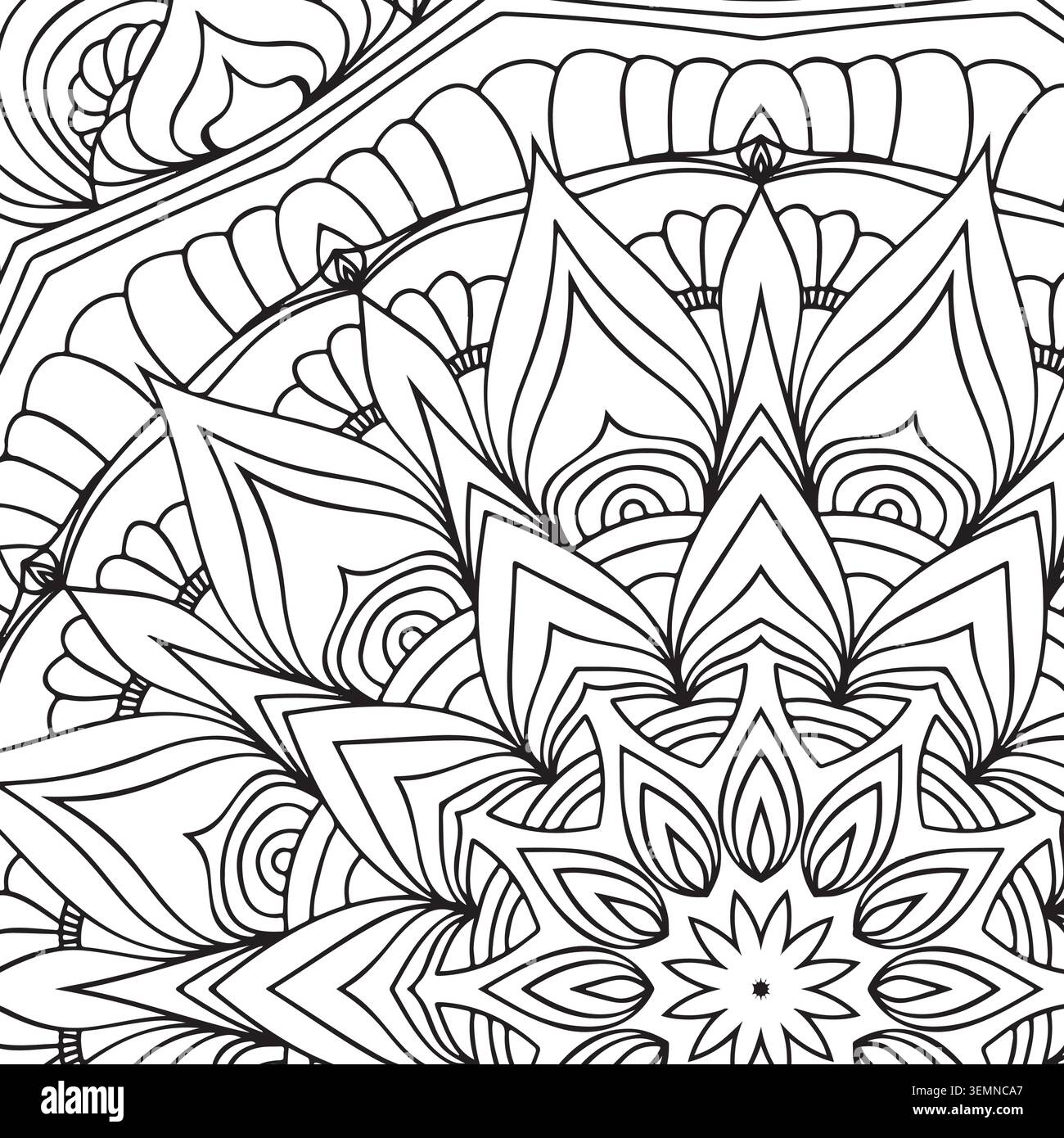 Intricate Hand Drawn Mandala Coloring Artwork Stock Vector Image & Art ...