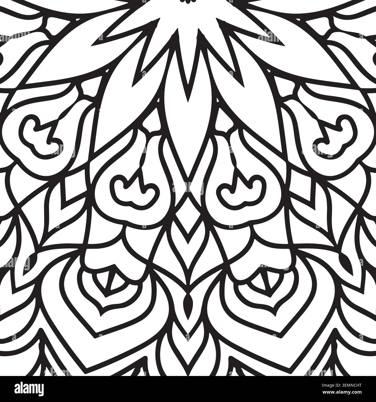 Hand Drawn Mandala Coloring Design with Elegant Symmetry Stock Vector ...