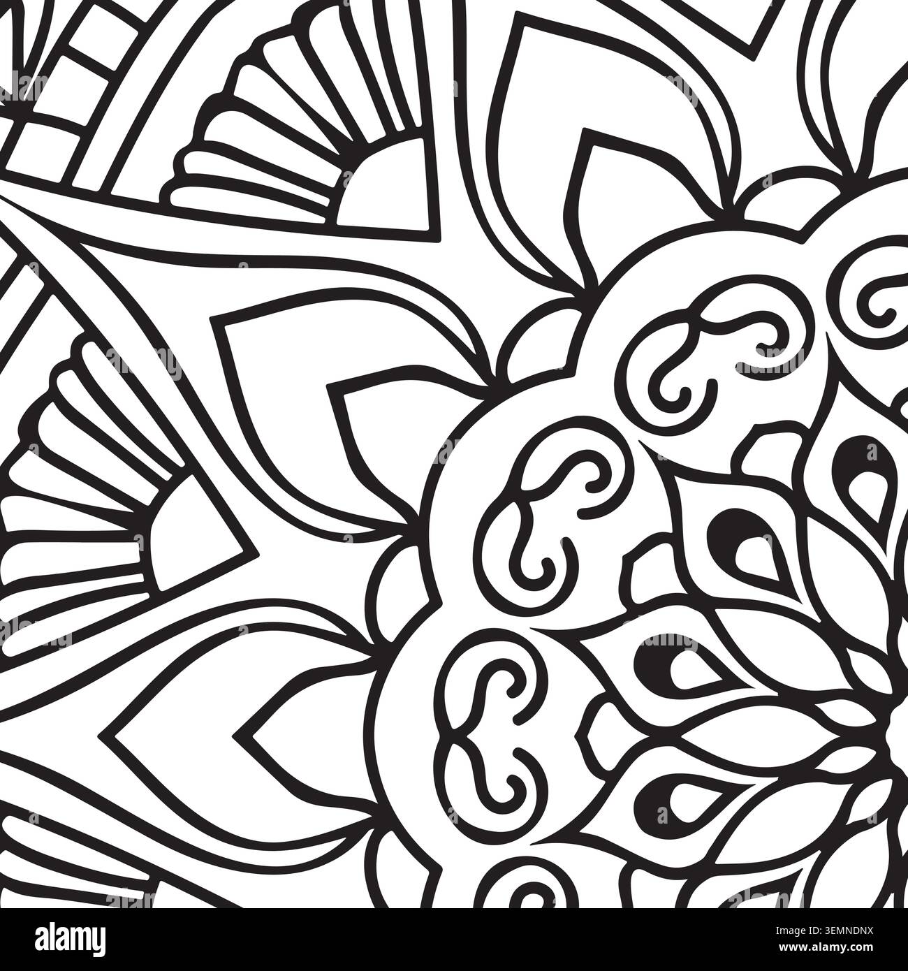 Decorative Mandala Coloring Illustration for Stress Relief Stock Vector ...