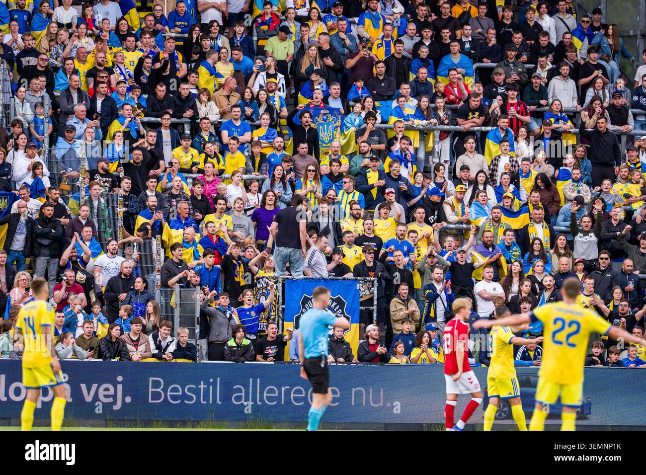Odense, Denmark. 07th, June 2026. About 1.000 fans of Ukraine seen on ...