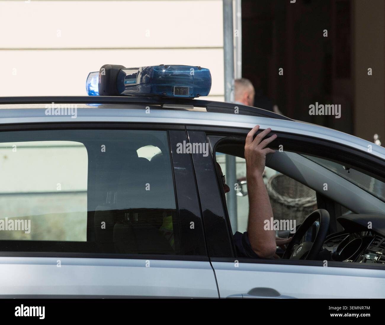 Blue light signal on a police car, visual emergency signal Blue light ...