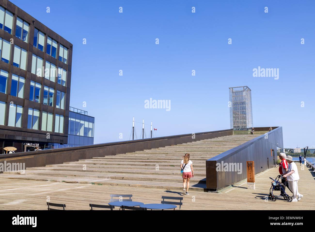 Yarmouth, Canada, 1st September 2025: Modern waterfront staircase and ...