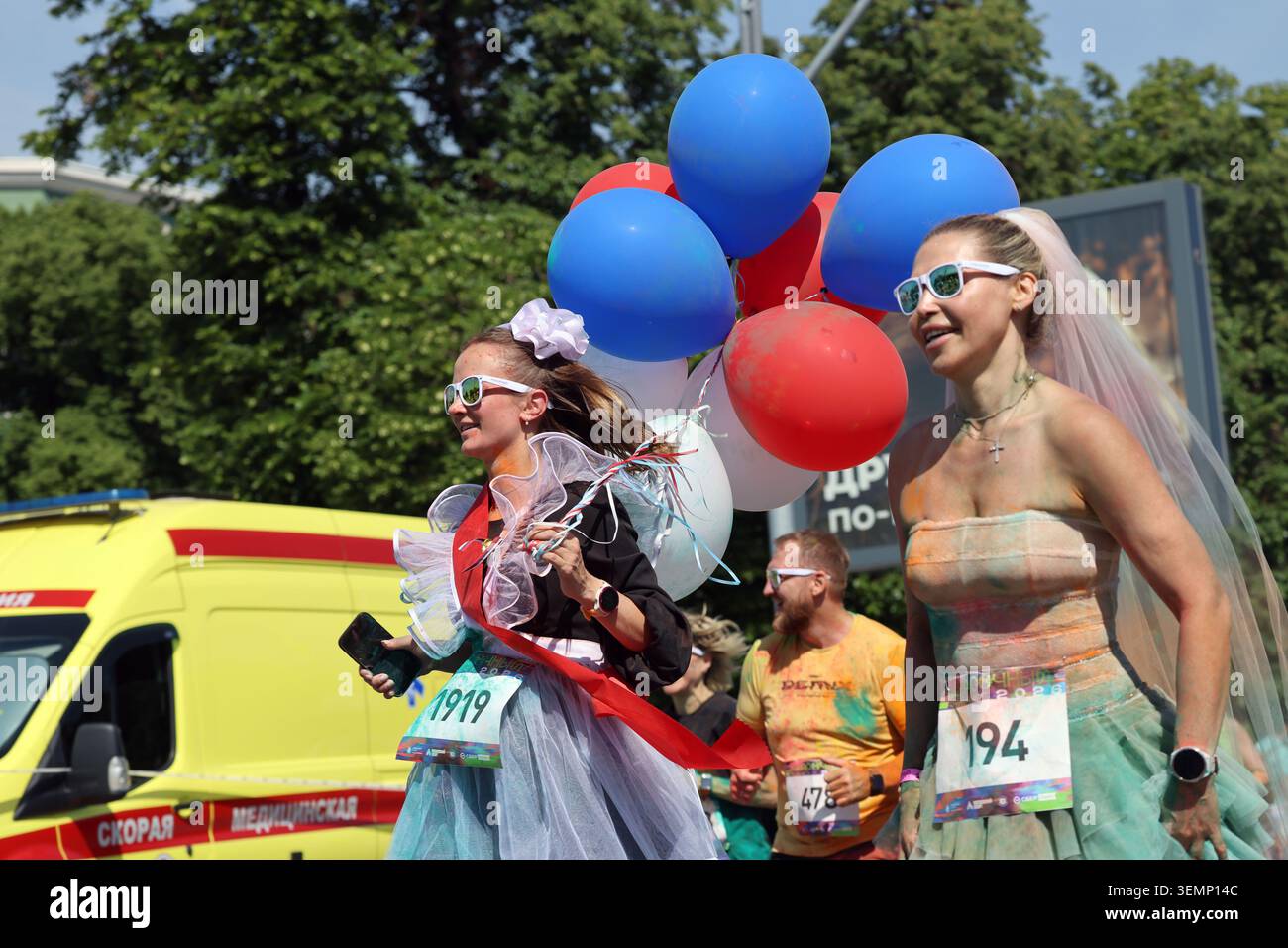 Moscow, Russia.7th June 2026. The participants dressed in colorful ...