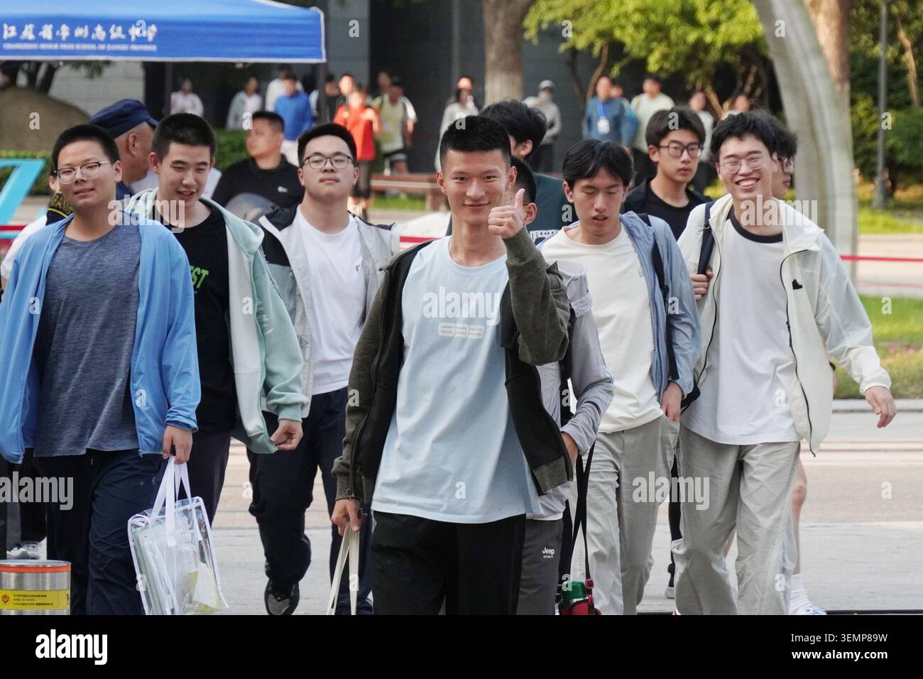 Students seen exiting the Jiangsu Province Changzhou Senior High School ...