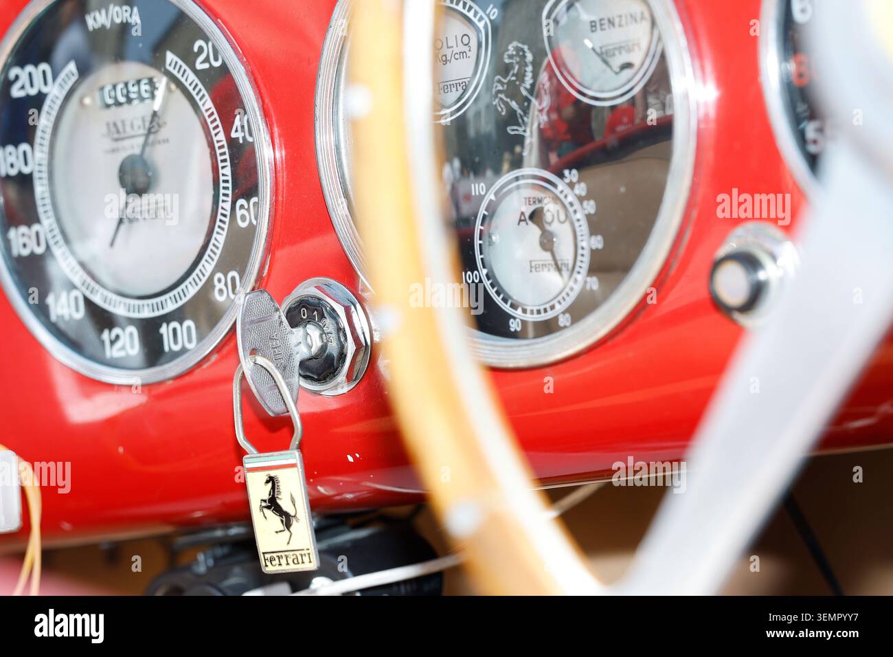IPA85479989 - A detail of a vintage car during punching of 1000 Miglia ...