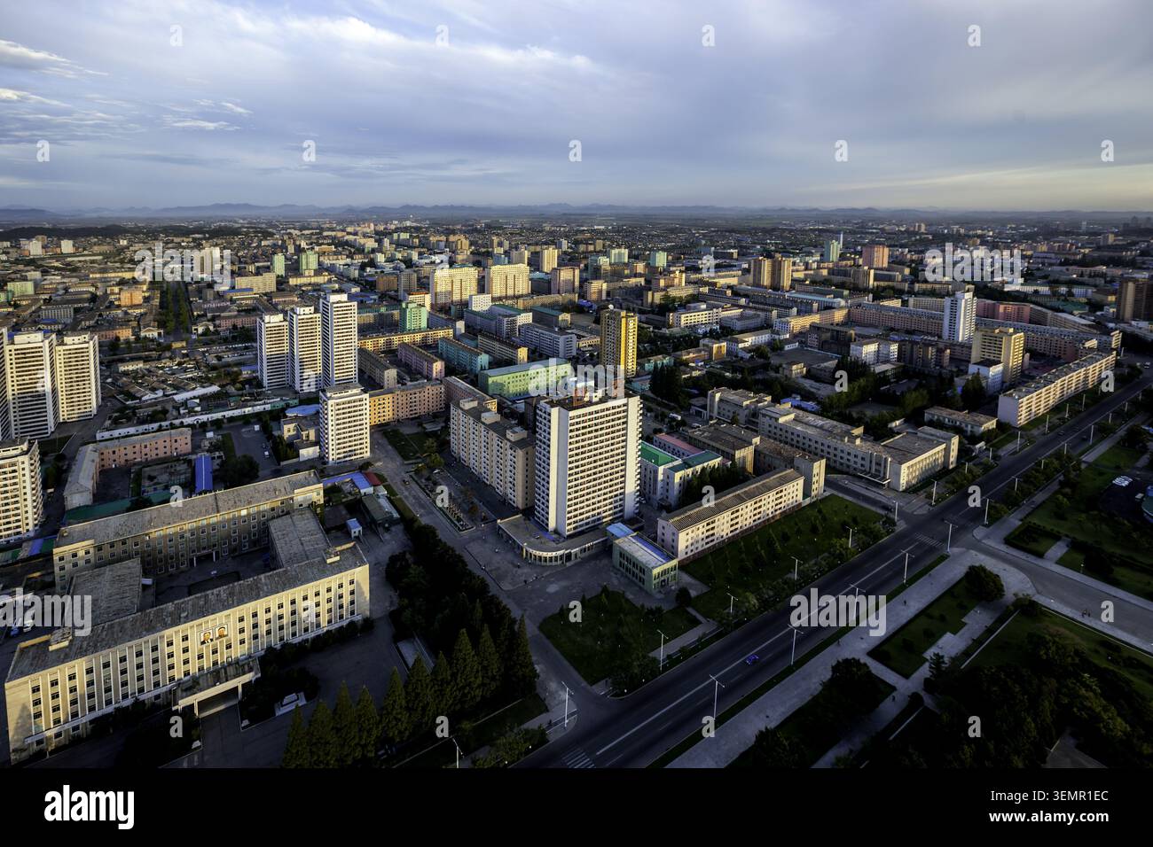 Aerial view of the city central of Pyongyang, North Korea, Aug. 29 ...