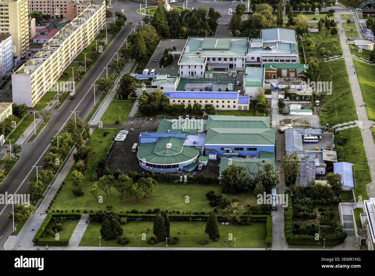 Aerial view of the city central of Pyongyang, North Korea, Aug. 29 ...