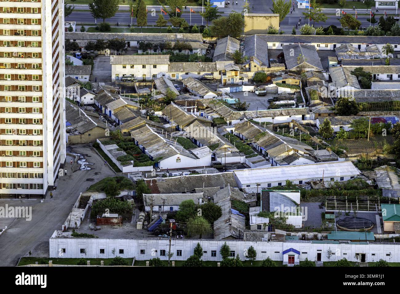 Aerial view of the city central of Pyongyang, North Korea, Aug. 29 ...