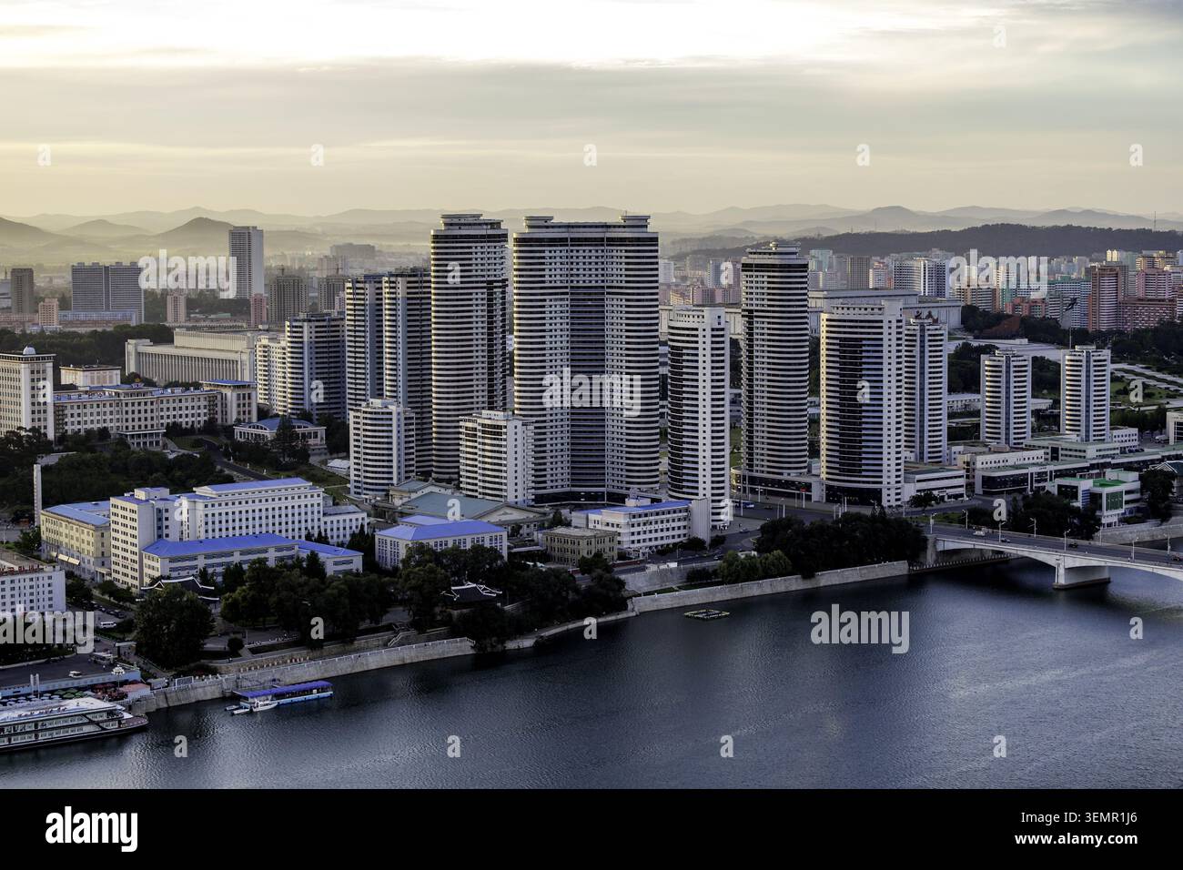 Aerial view of the city central of Pyongyang, North Korea, Aug. 29 ...
