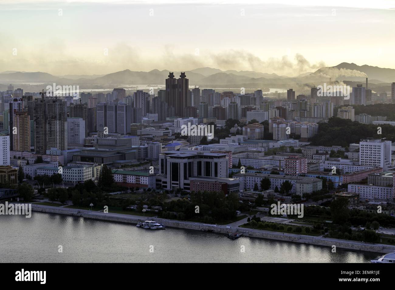 Aerial view of the city central of Pyongyang, North Korea, Aug. 29 ...
