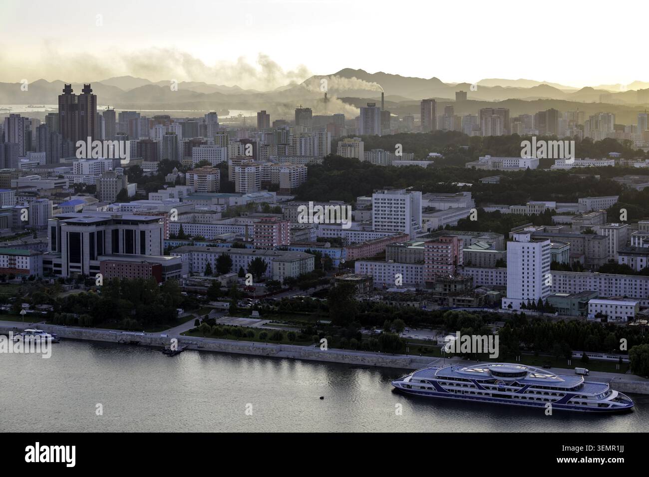 Aerial view of the city central of Pyongyang, North Korea, Aug. 29 ...