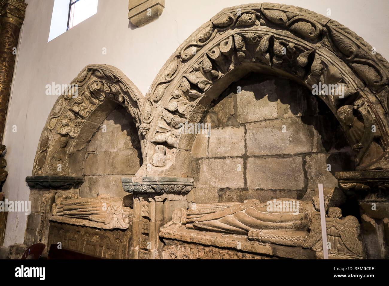 Aviles, Asturias, Spain- April 10, 2026: Carved stone tombs in St ...