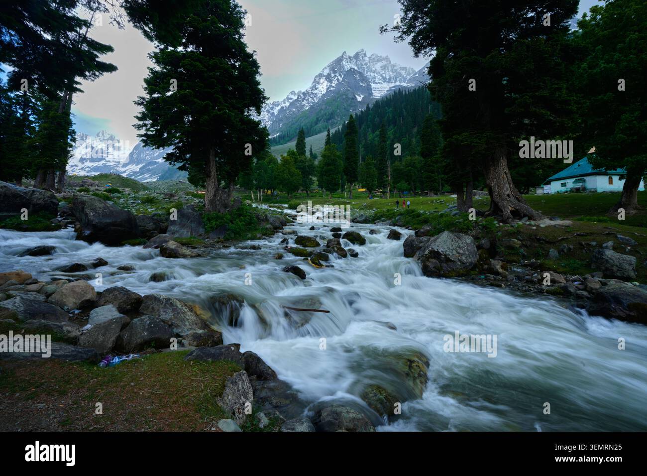 A stream flows near Thajiwas glacier in Sonamarg northeast of Srinagar ...