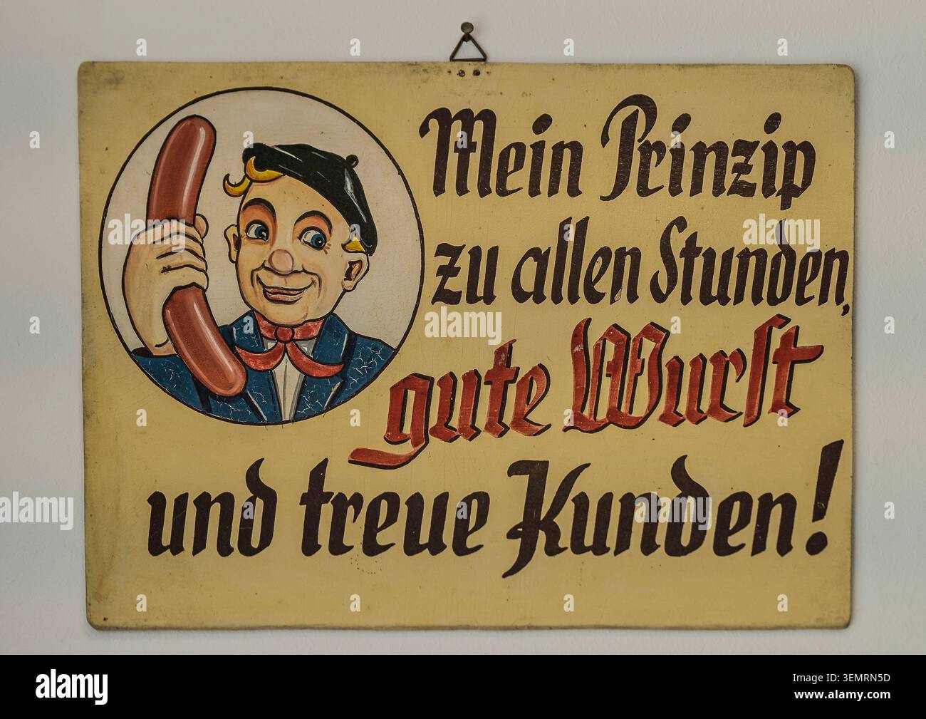 Werbung in einer Fleischerei für Wurst *** Advertising in a butchers ...