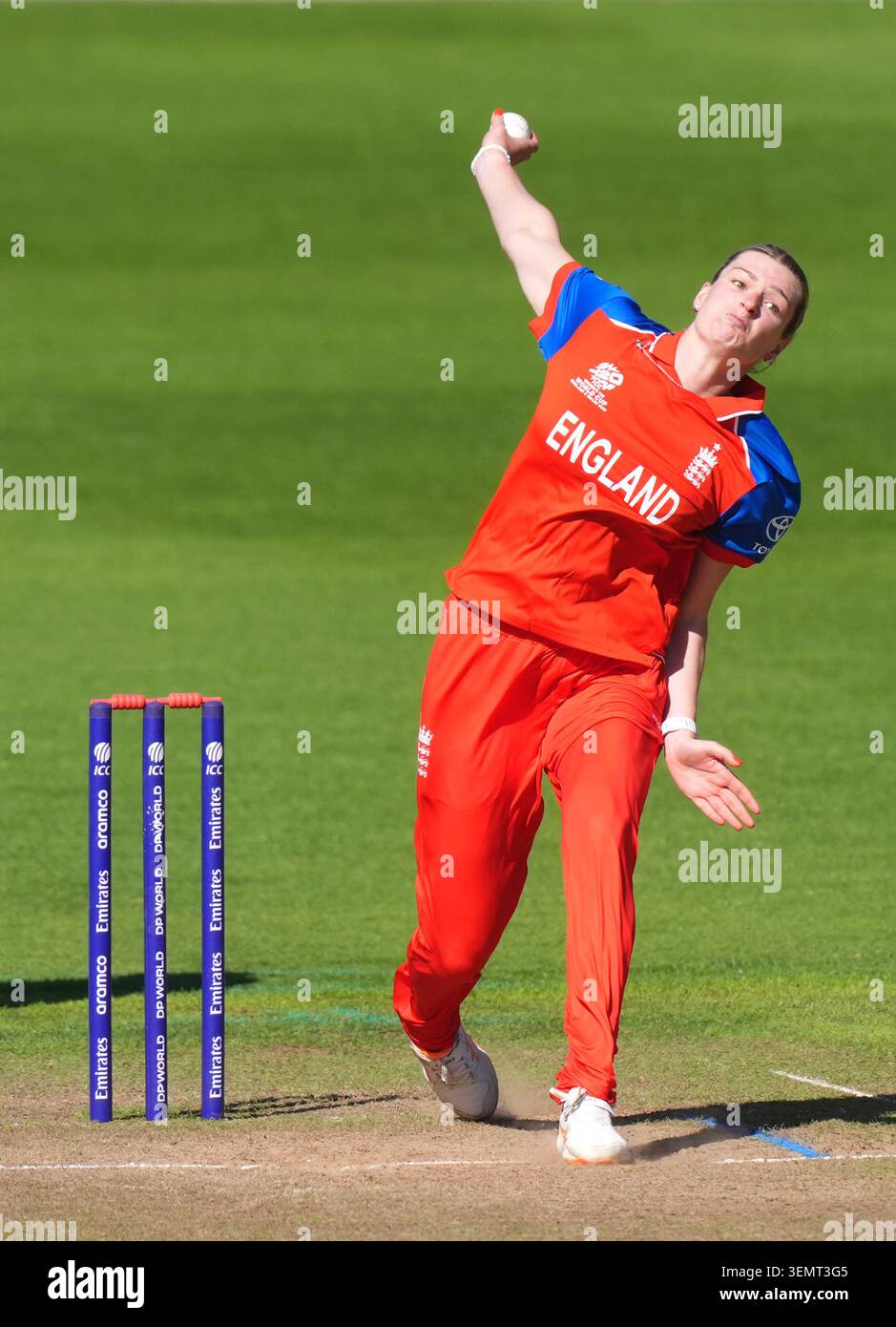England's Lauren Bell in action during the Women's T20 World Cup warm ...