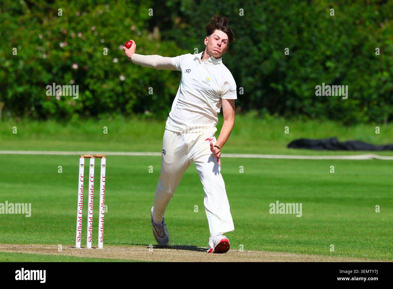 Sheffield, UK. 08 Jun, 2026. Thomas Edwards of Glamorgan bowling in a ...