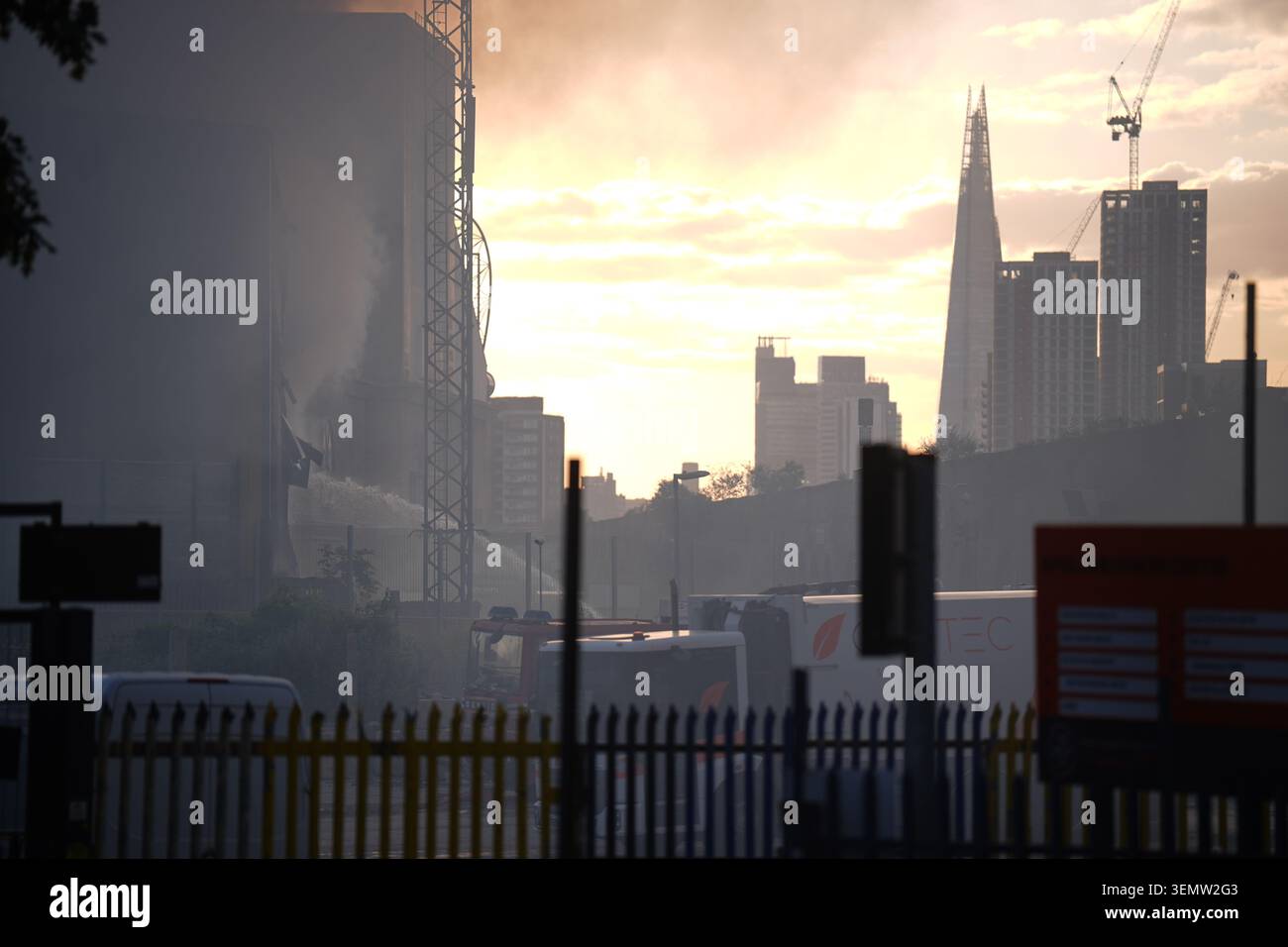 A general view of a fire at the Landmann Way Reuse and Recycling Centre ...
