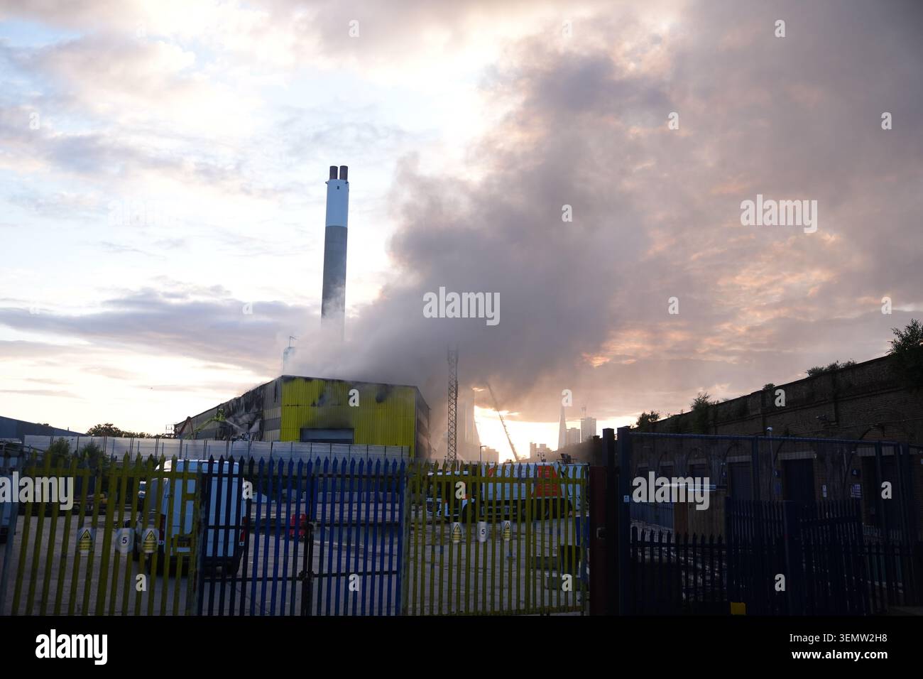 A general view of a fire at the Landmann Way Reuse and Recycling Centre ...