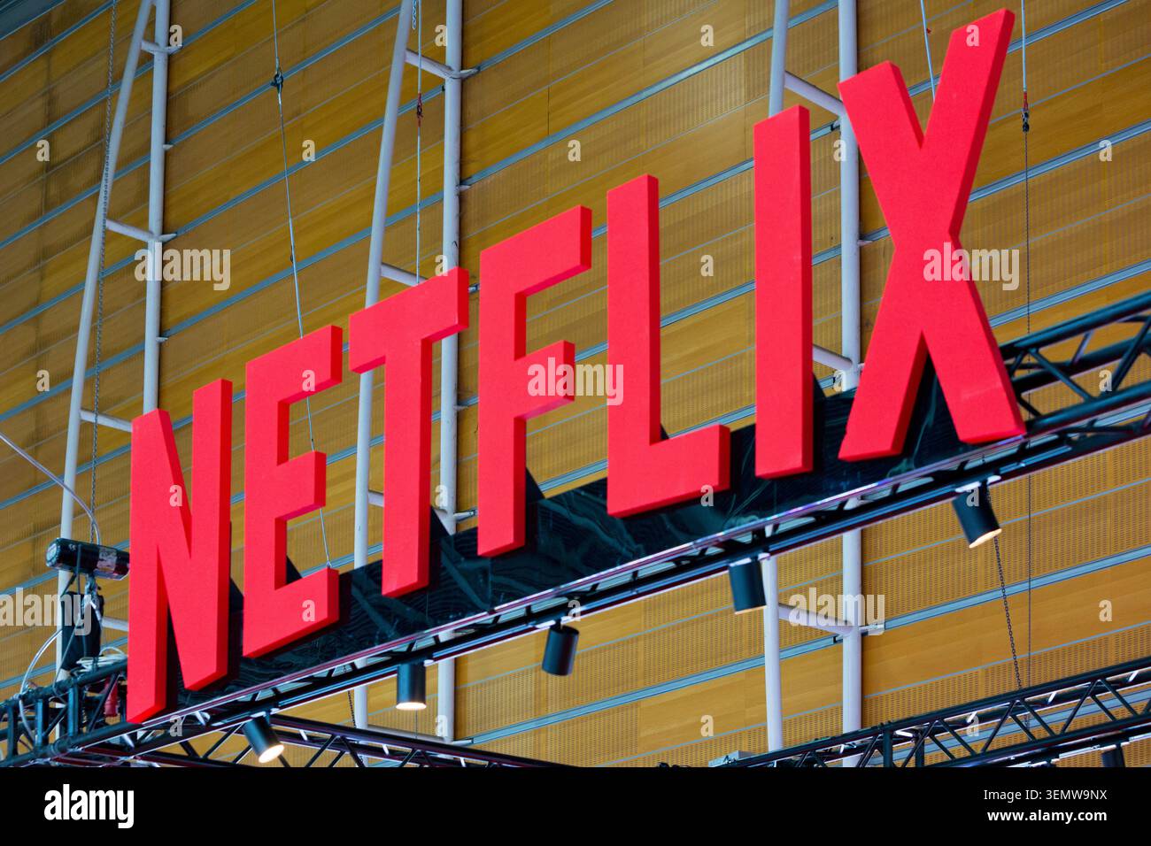 Turin, Italy. 14th may 2026 Netflix logo at 2026 Torino Book Fair Stock ...