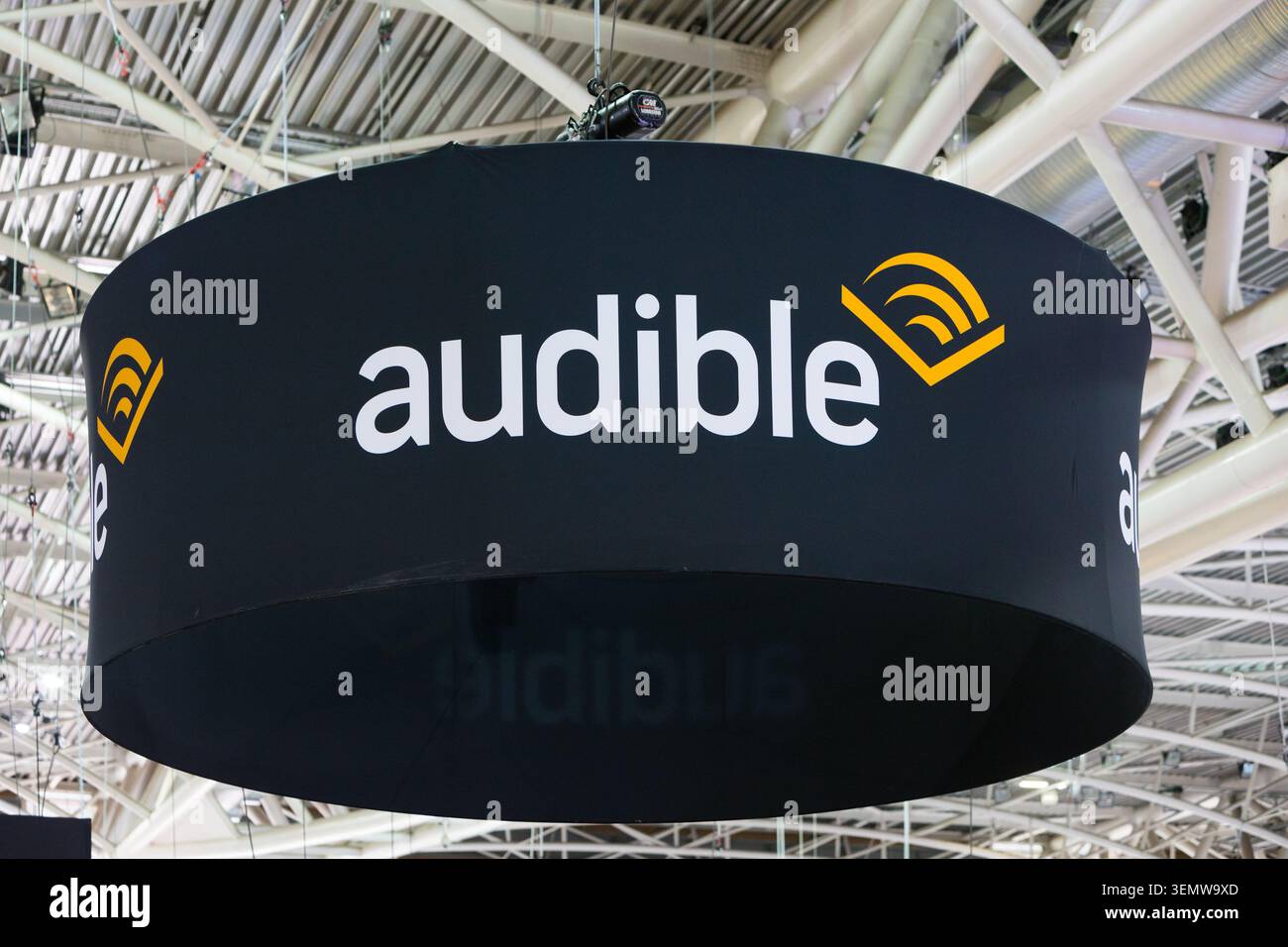 Turin, Italy. 14th may 2026 Audible logo at 2026 Torino Book Fair Stock ...