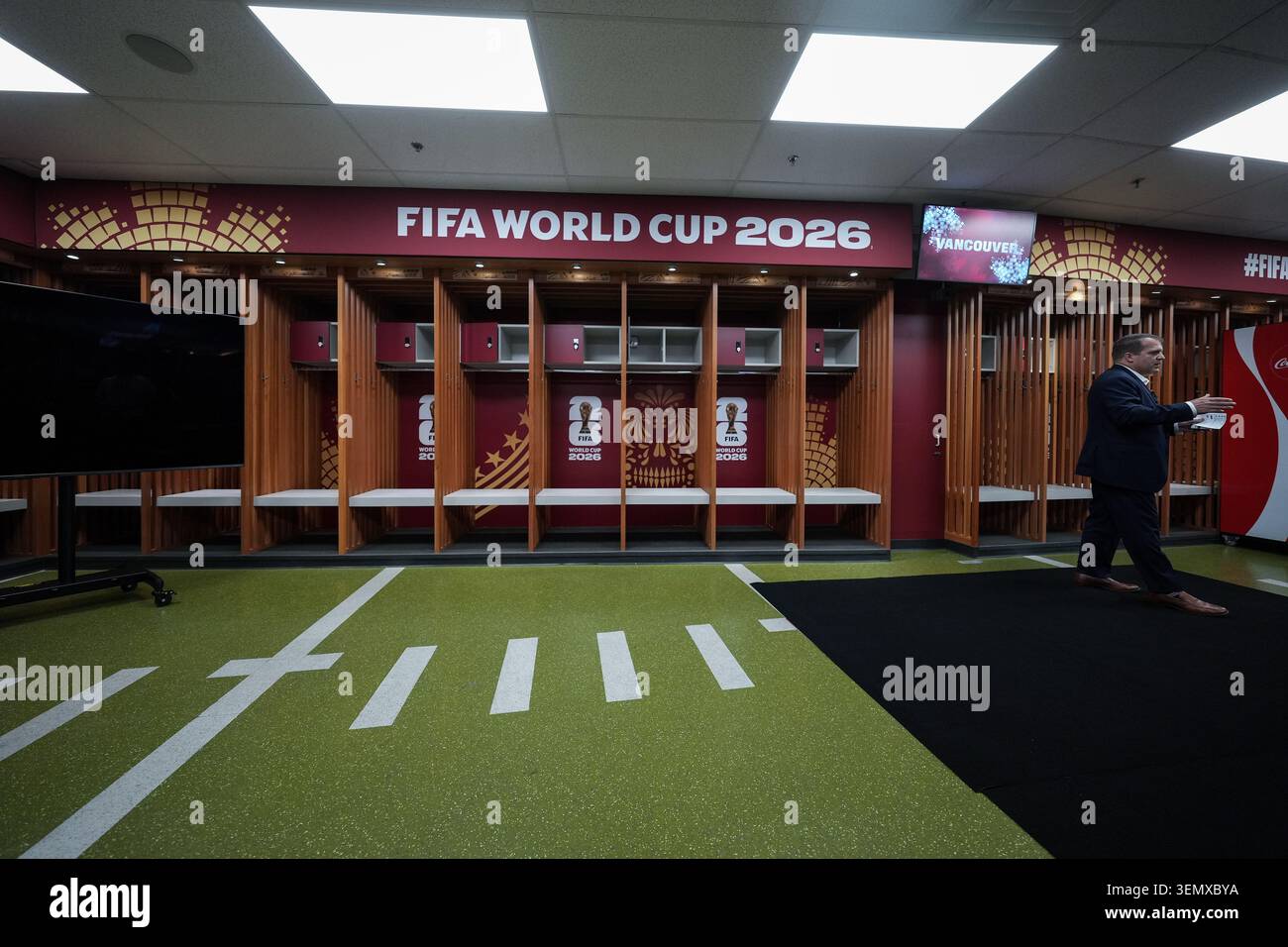 One of the team dressing rooms is seen at B.C. Place stadium during a ...